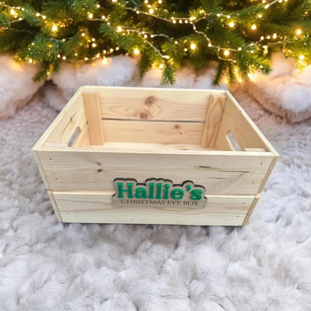Oak Veneer 3D Christmas Crate Name Plaques | One Fine Day Boutique